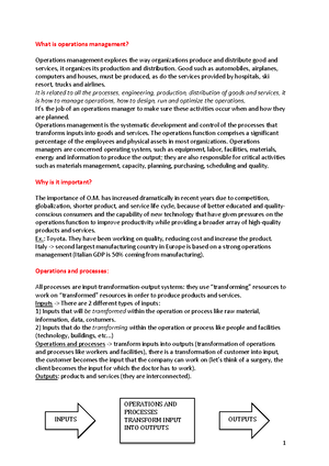 Course Introduction - Why operations management is important ...