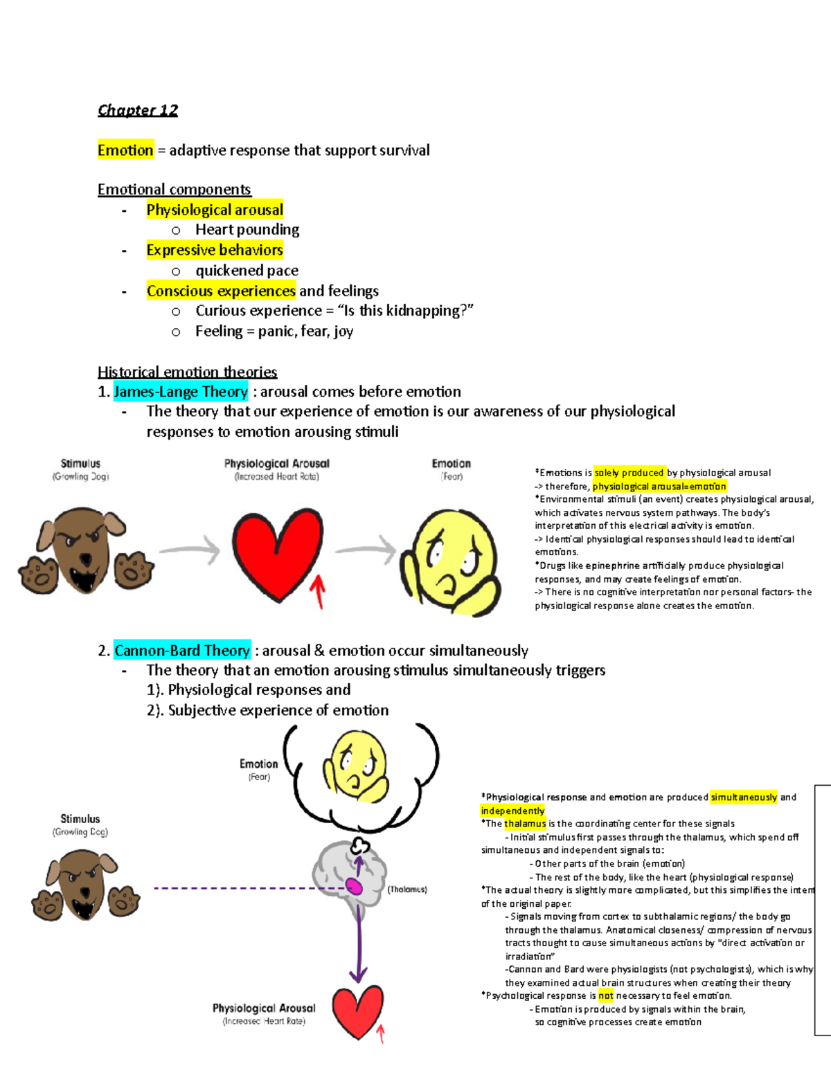 Chapter 12 - Summary Psychology - Chapter 12 Emotion = adaptive ...
