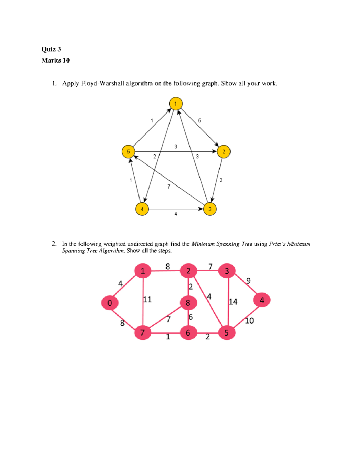 Quiz-3 7 - important - Design and Analysis of Algorithm - Quiz 3 Marks ...
