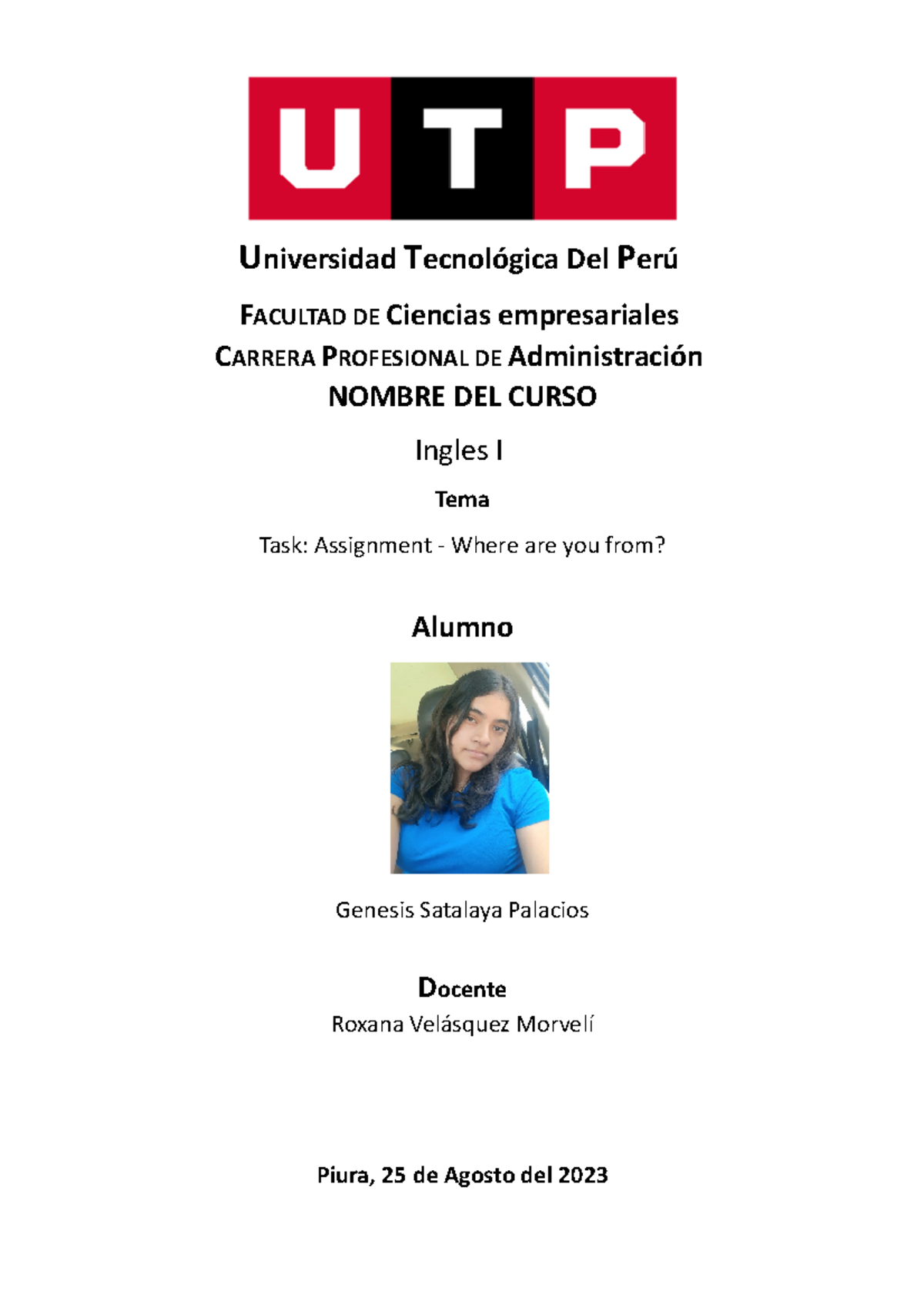 TASK 02 - tarea semana 03 - Universidad Tecnológica Del Perú FACULTAD ...