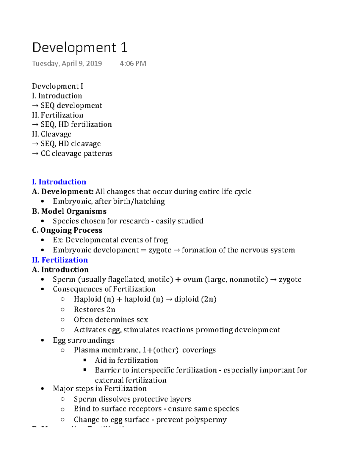Development 1 - Lecture notes 16 - Development 1 Tuesday, April 9, 2019 ...
