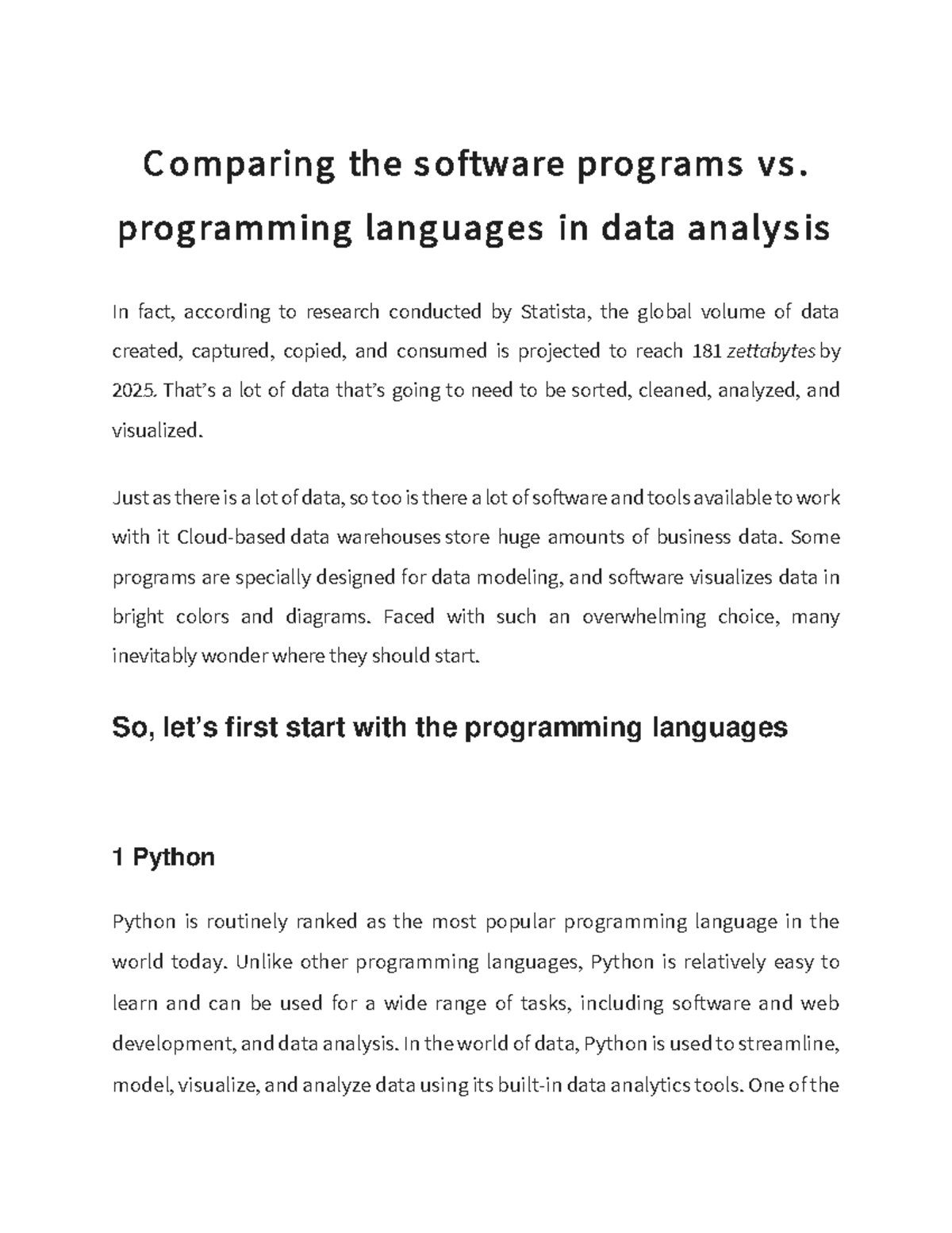 Softwares Prog Vs Programming Lang C Omparing The S Oftware Prog Rams Vs Programming Lang