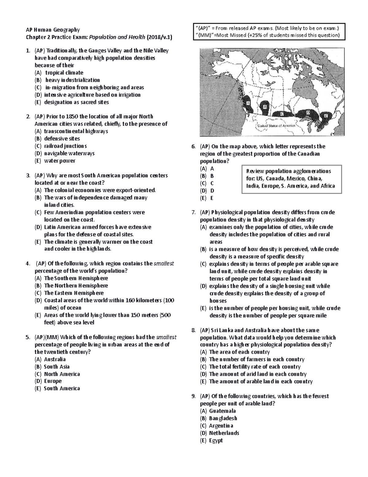 Ch 2 POP Practice EXAM - Chemistry. - AP Human Geography Chapter 2 ...