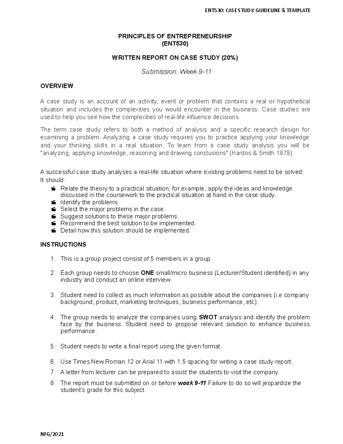 CASE Study Guidelines & Template MAC 2021 - PRINCIPLES OF ...