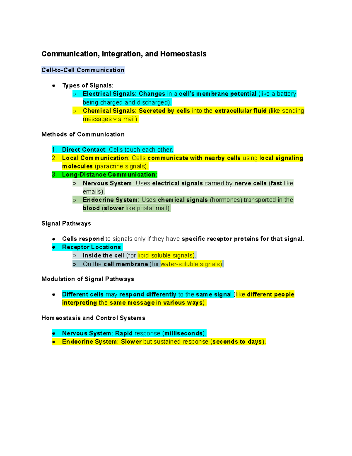 Copy of week 7 biomed - Summary of Week 7 notes - Communication ...