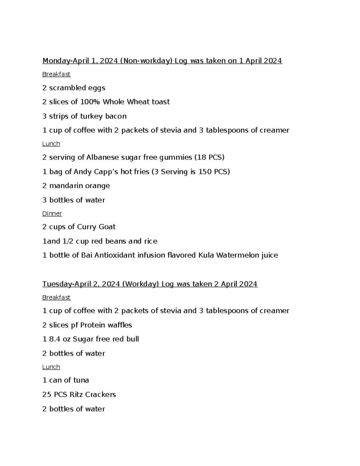 PART 1 - Monday-April 1, 2024 (Non-workday) Log was taken on 1 April ...