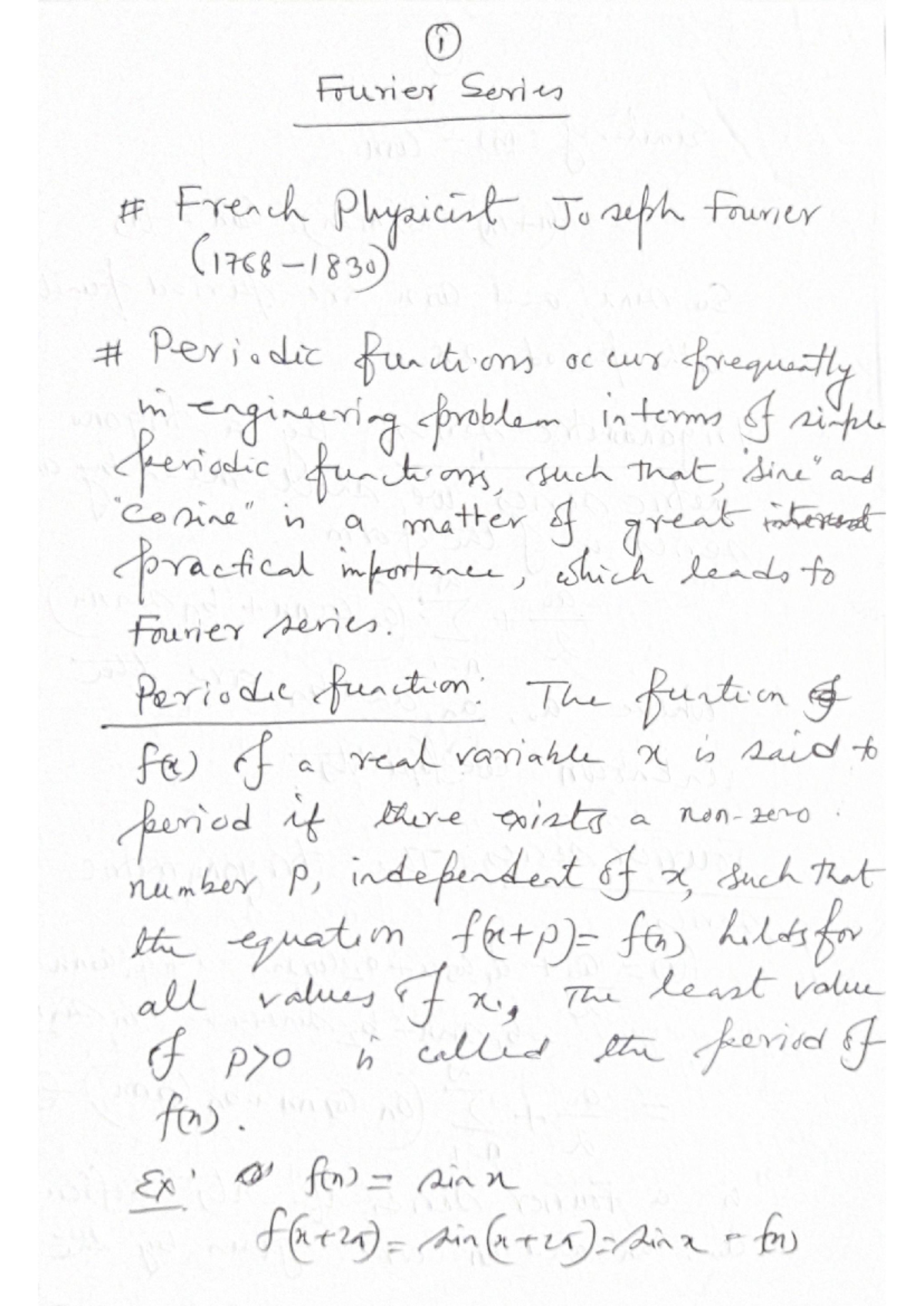 Lecture 01 Fourier Series - 1 Fourier Series French Physicist Joseph ...