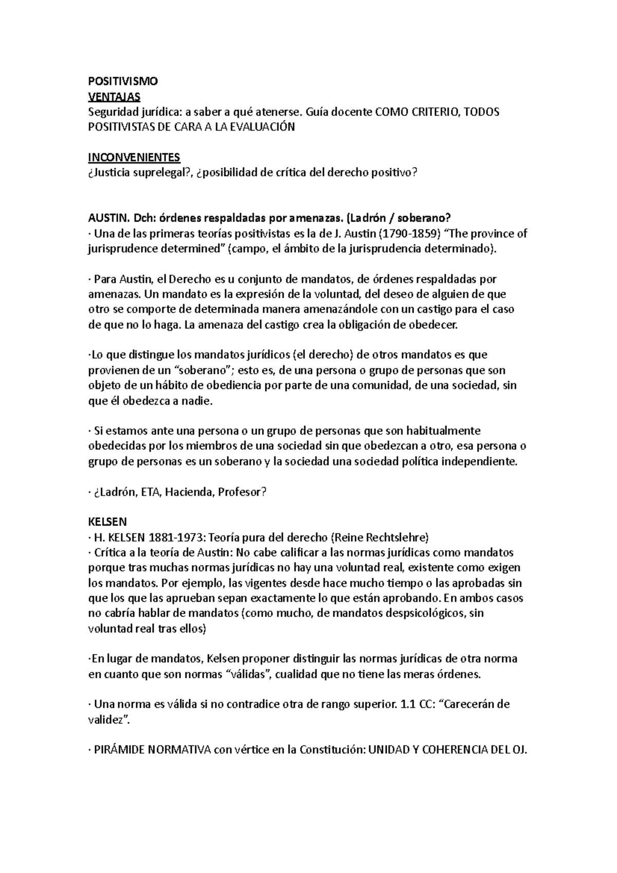 CP 19 - POSITIVISMO VENTAJAS Seguridad jurídica: a saber a qué atenerse ...