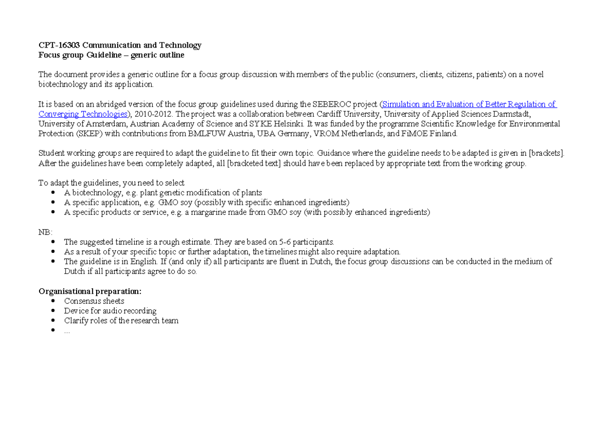 CPT-16303 Focus group guideline - CPT-16303 Communication and ...