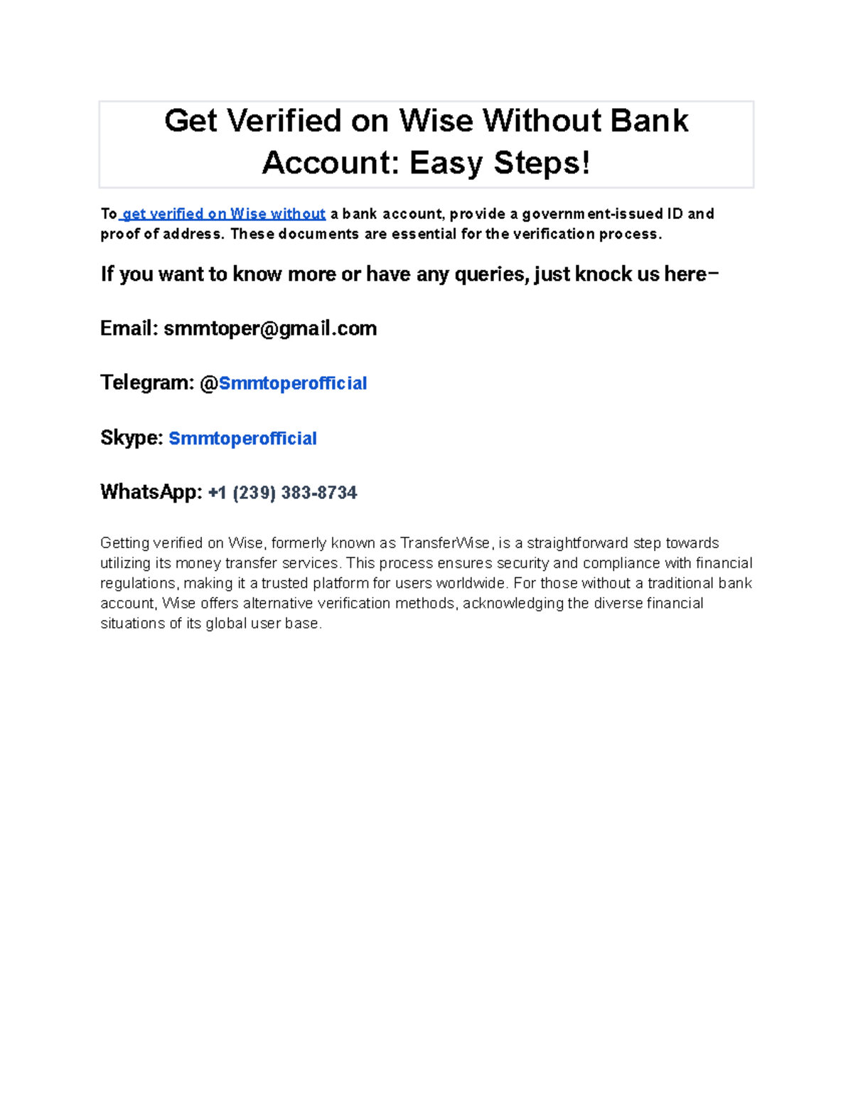 Get verified on Wise without bank account - These documents are ...