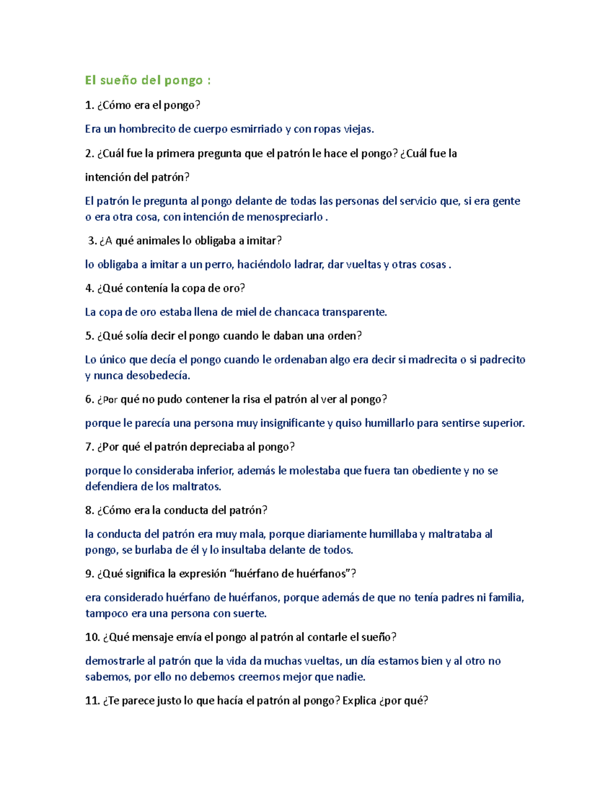 El sueño del pongo - El sueño del pongo : ¿Cómo era el pongo? Era un ...