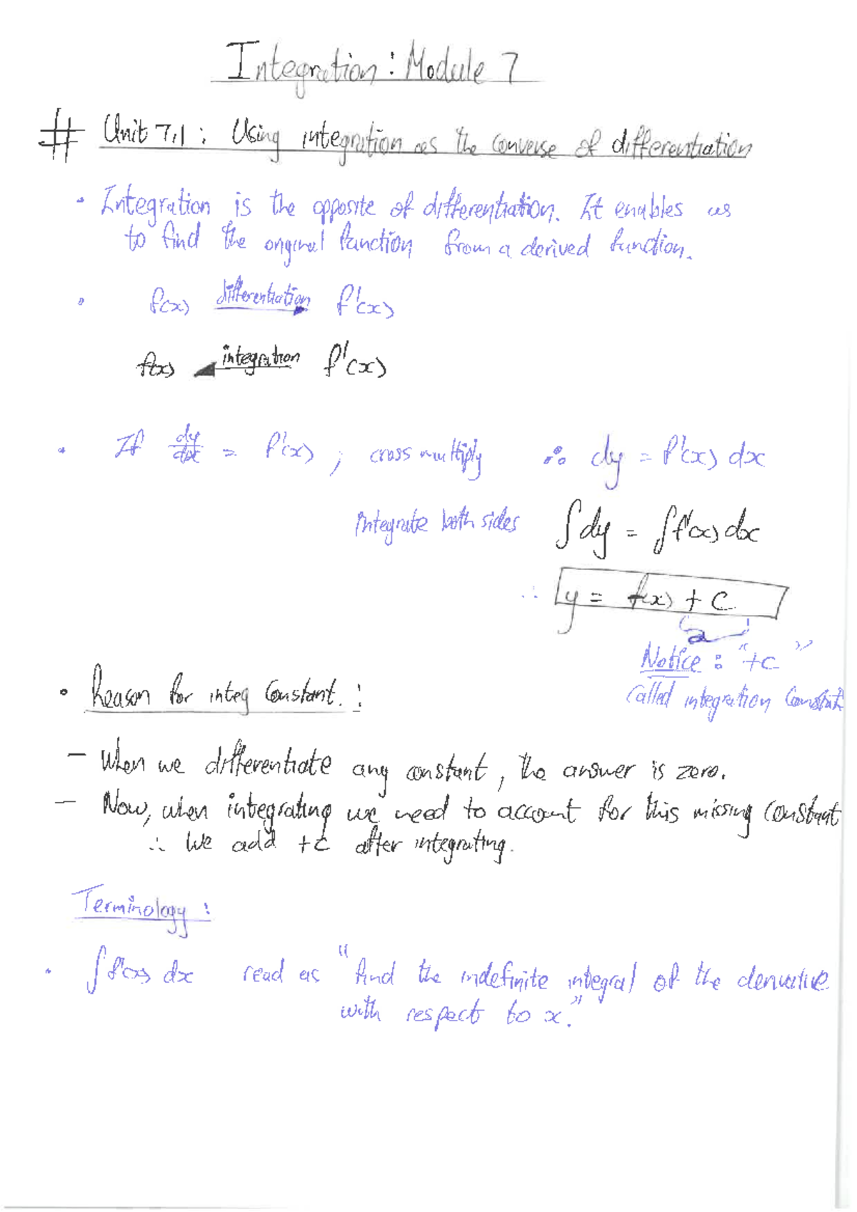 Unit 7 Integration Studocu