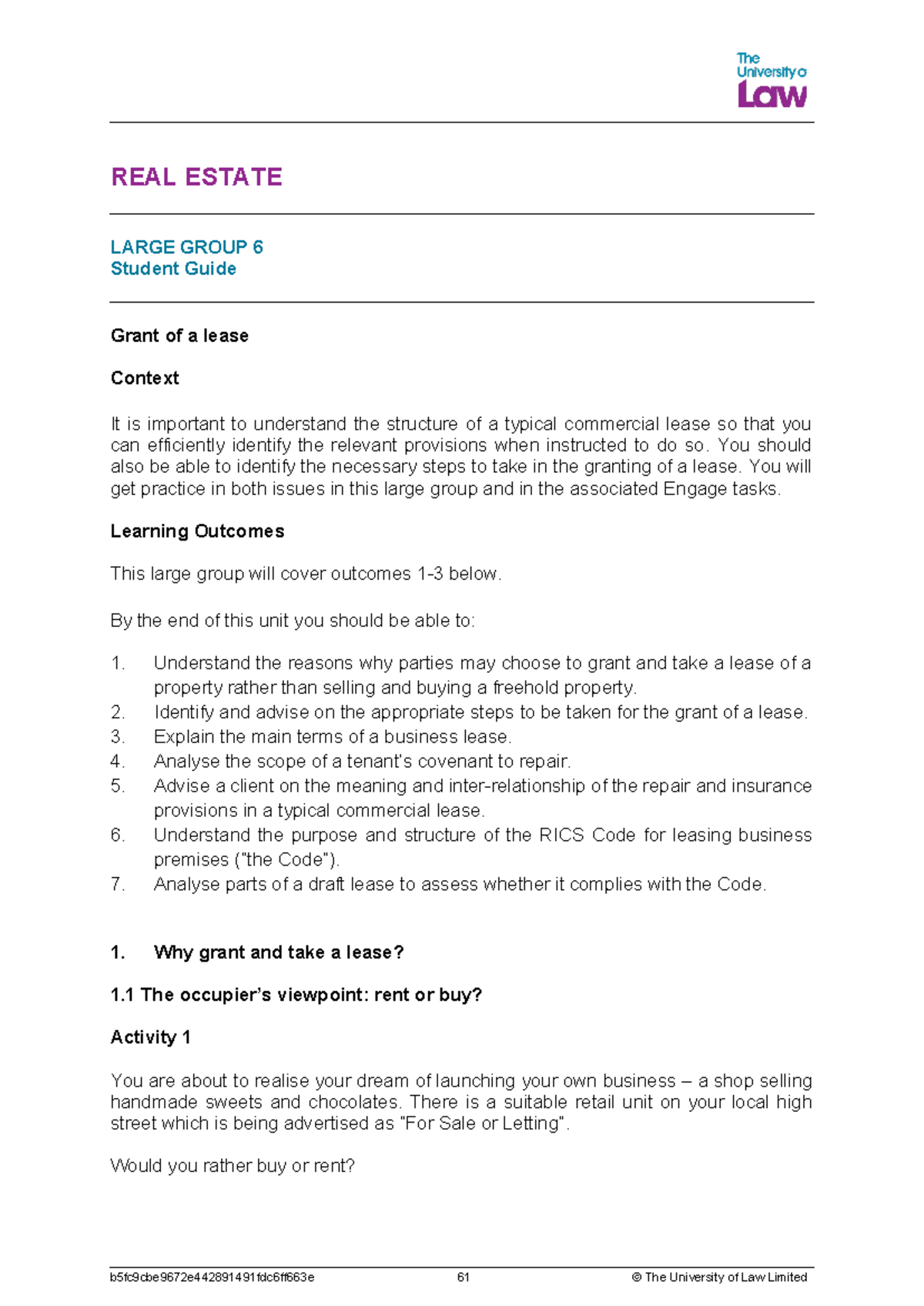 Unit 6 student guide - REAL ESTATE LARGE GROUP 6 Student Guide Grant of ...