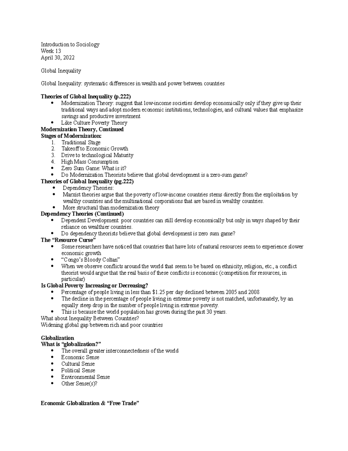 Introduction to Sociology - Traditional Stage 2. Takeoff to Economic ...