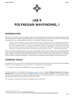 AST 201 Lab #10 Polynesian Wayfinding - Name: ATTENDANCE: 1PT LAB 10 ...