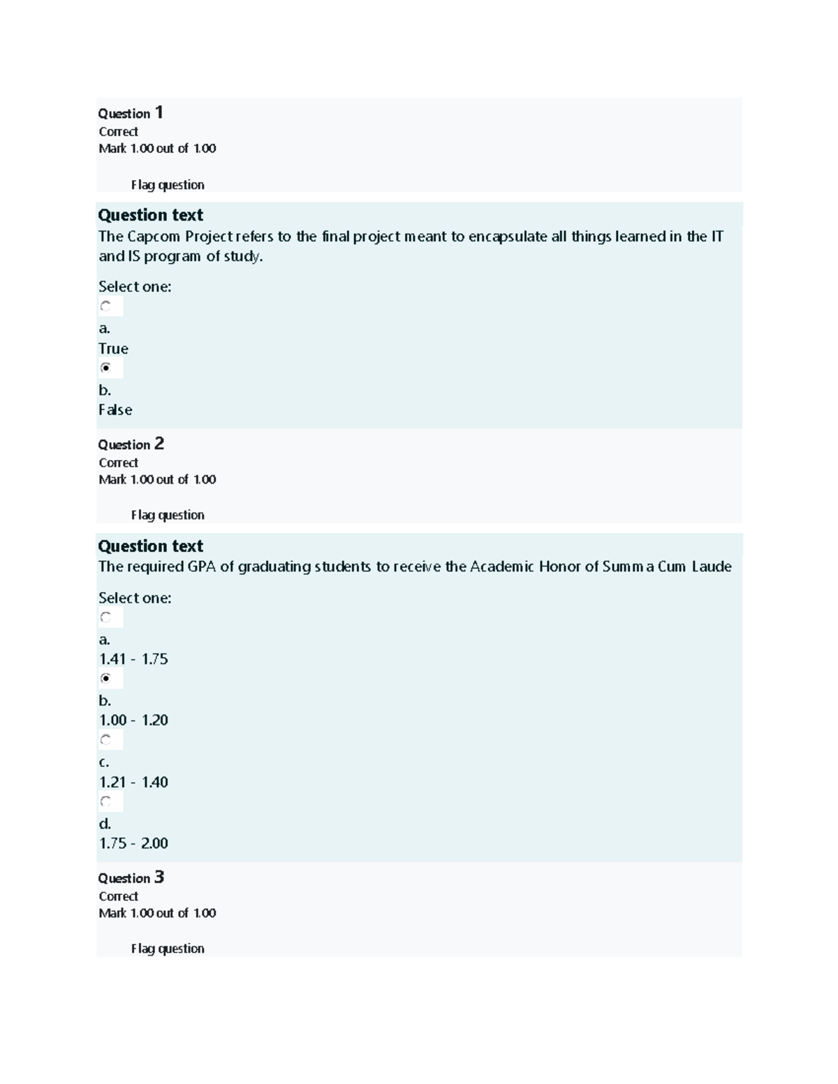 Euthenics 1 Finals Reviewer - Question 1 Correct Mark 1 out of 1. Flag question Question text ...