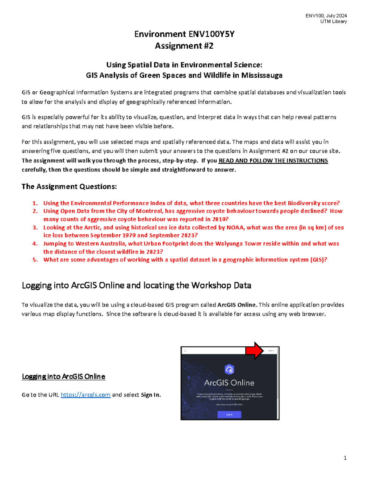 ENV100 - AGO Guide Assignment 2 Steps - UTM Library Environment ENV100Y5Y Assignment Using ...