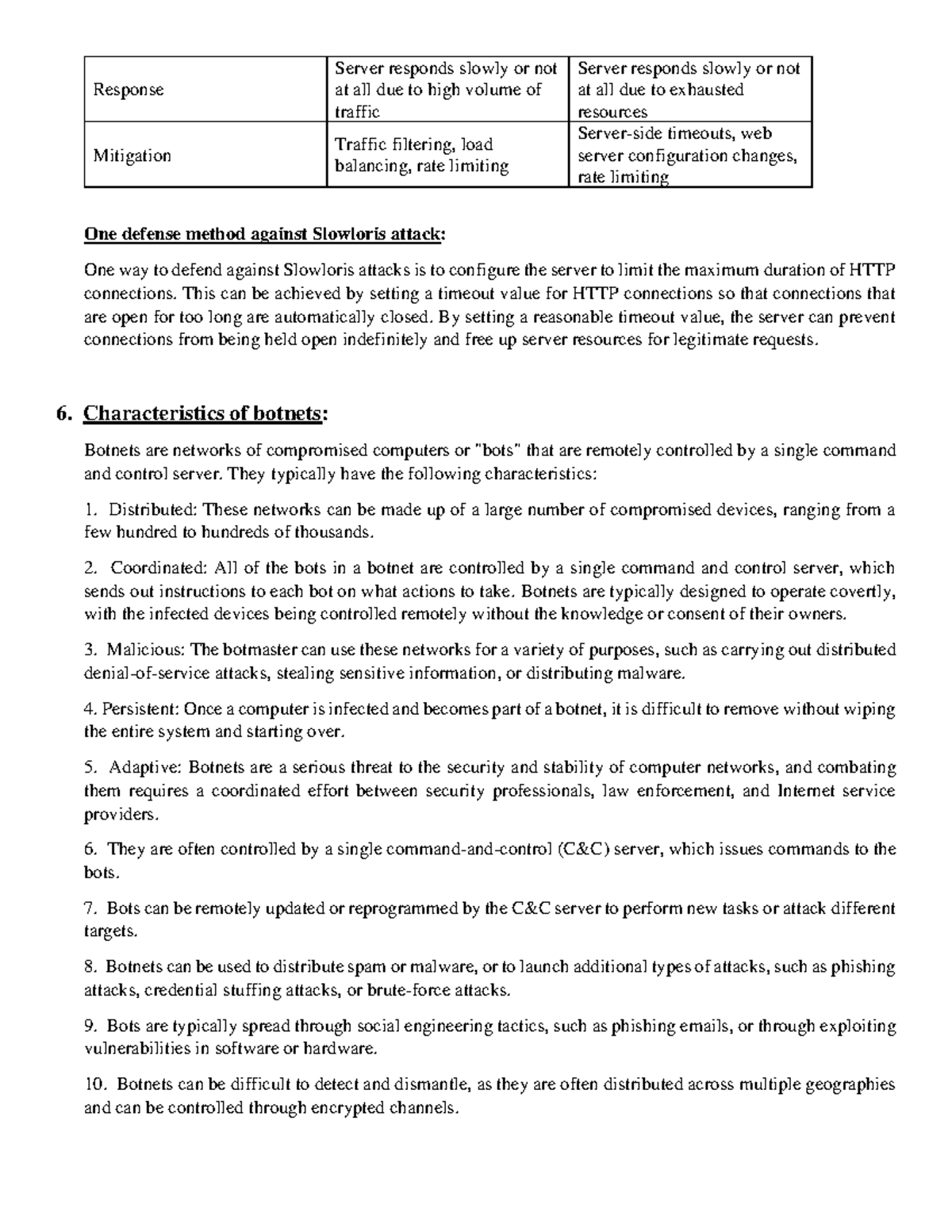 Characteristics Of Botnets Response Server Responds Slowly Or Not At