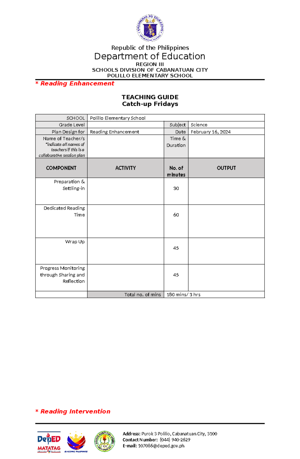 CUF Teaching Guides Template - Department of Education REGION III ...