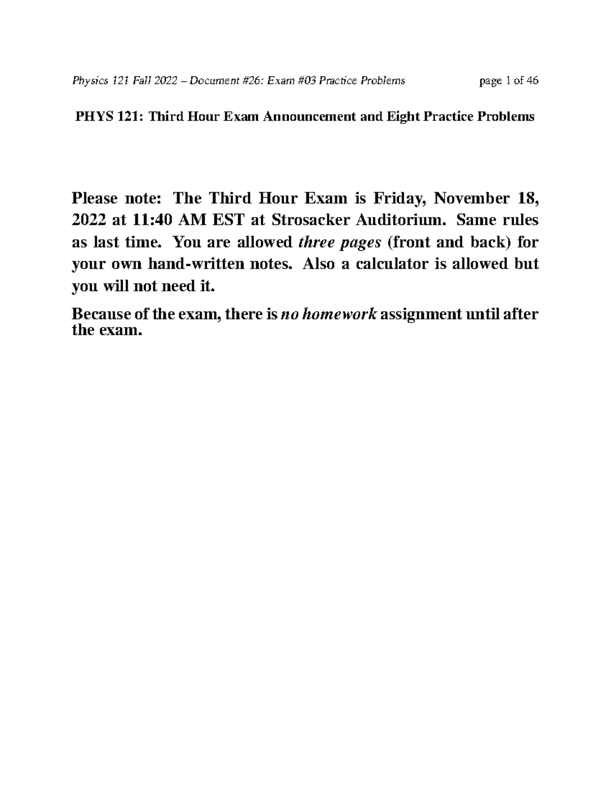 Practice Problems For The Third Exam PHYS 121 Third Hour Exam practice-problems-for-the-third-exam-phys-121-third-hour-exam