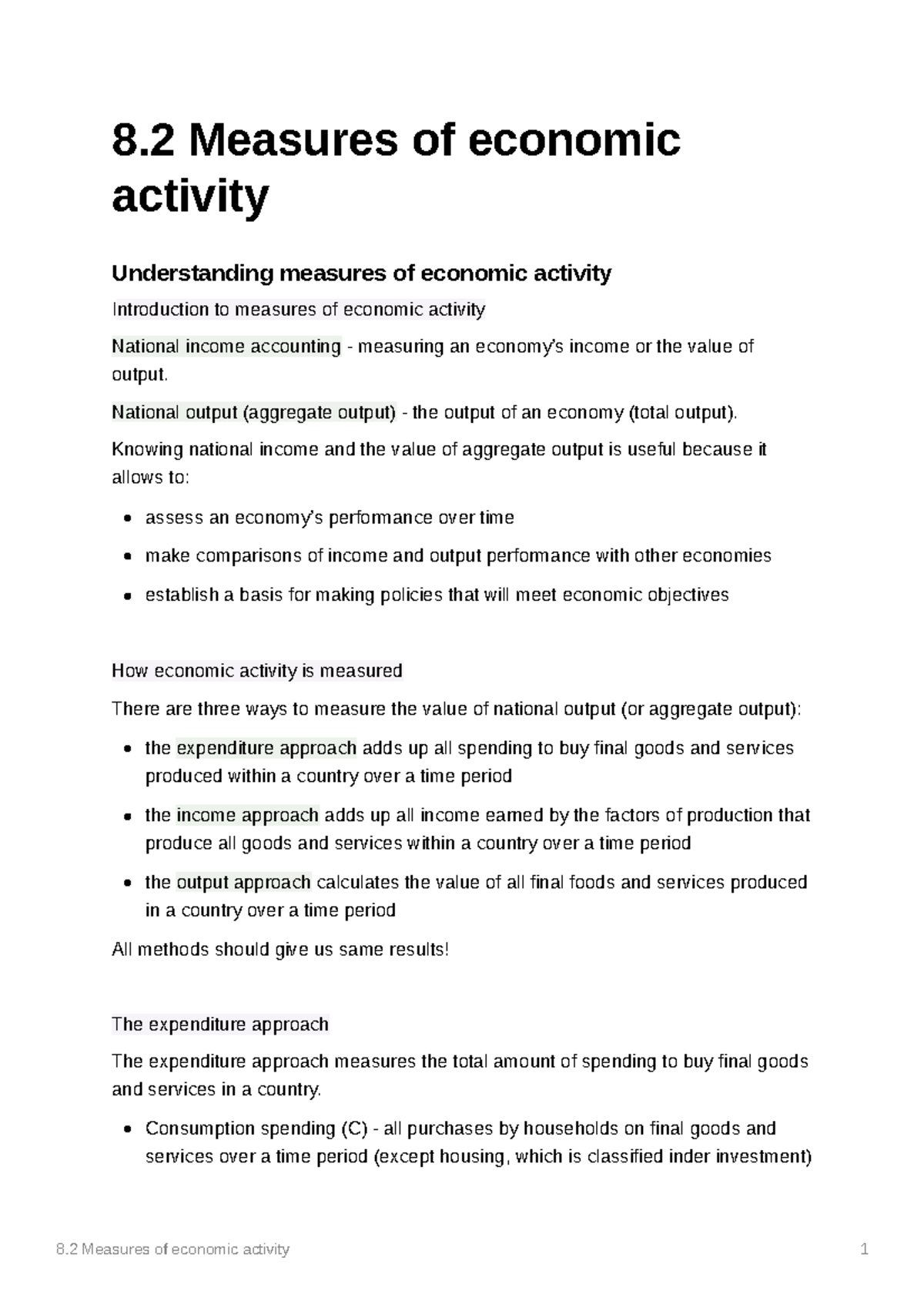 8 - How to approach and measure economic activity - 8 Measures of ...