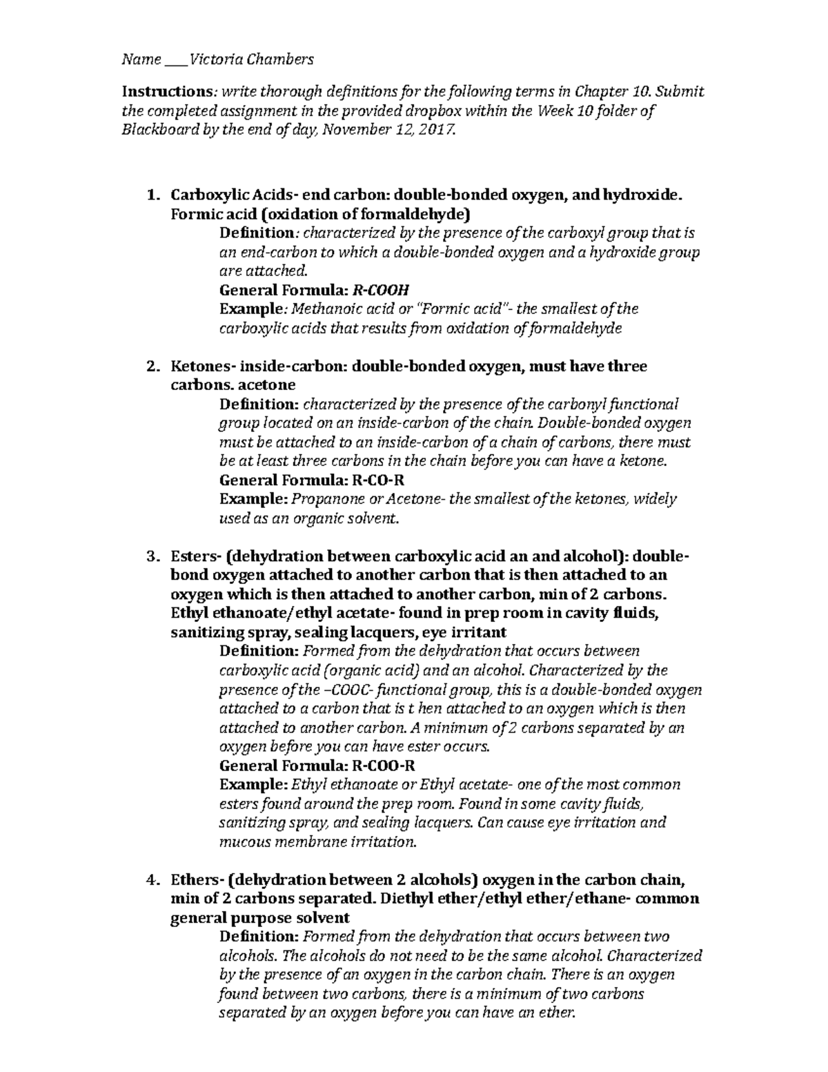 Ch10 Definition Sheet - notes - Name ____Victoria Chambers Instructions ...