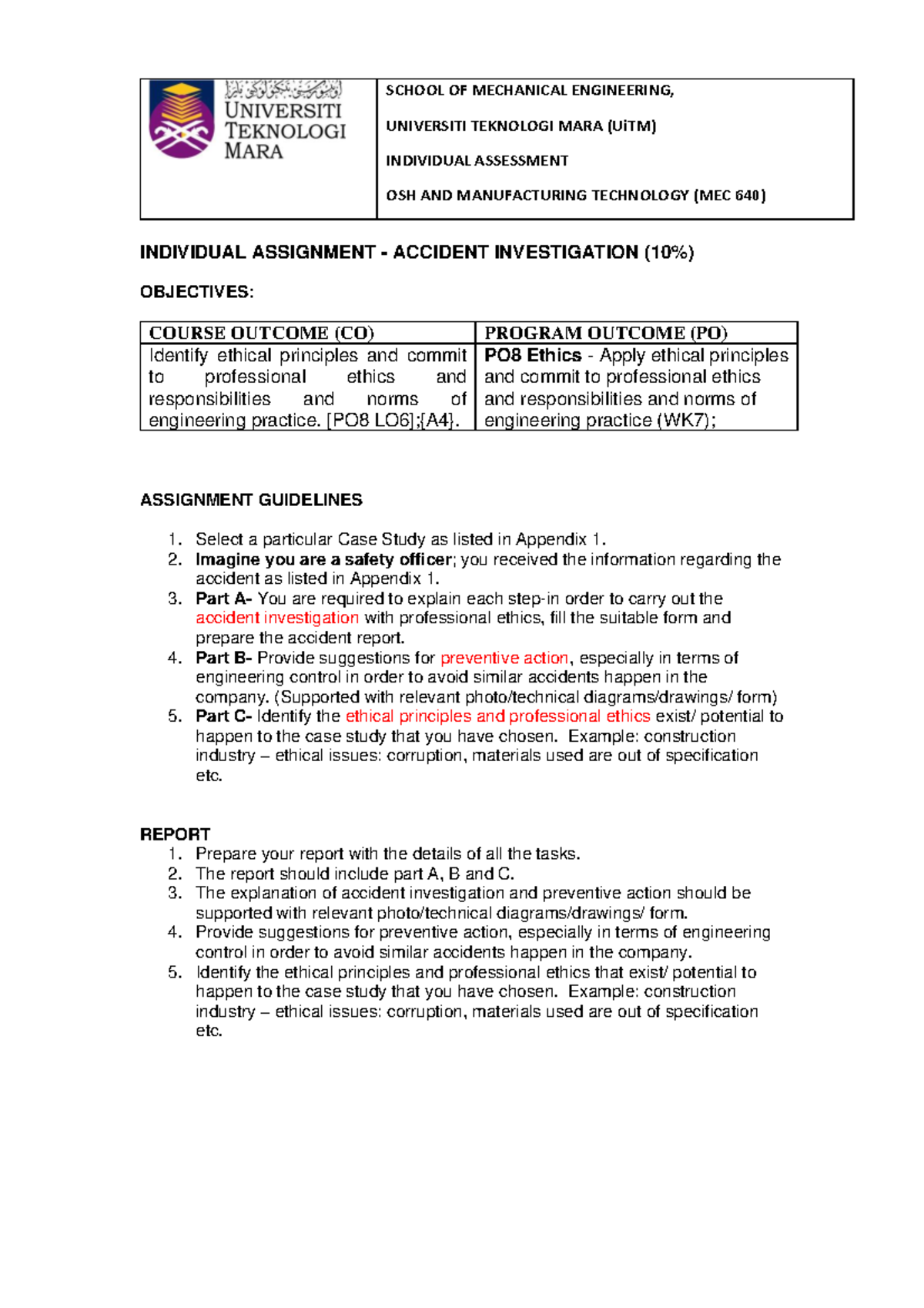 Individual Assignment 1 MEC 640 - UNIVERSITI TEKNOLOGI MARA (UiTM ...