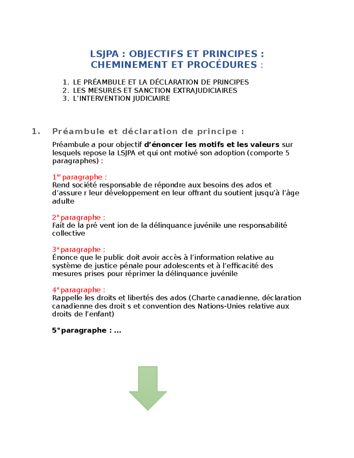 Lsjpa - LSJPA : OBJECTIFS ET PRINCIPES : CHEMINEMENT ET PROCÉDURES : 1 ...