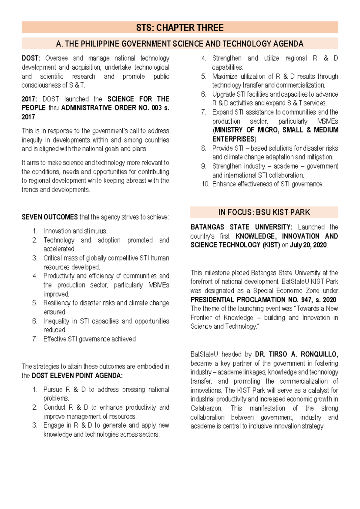 3 GED 109 - Chapter Three - STS: CHAPTER THREE A. THE PHILIPPINE ...