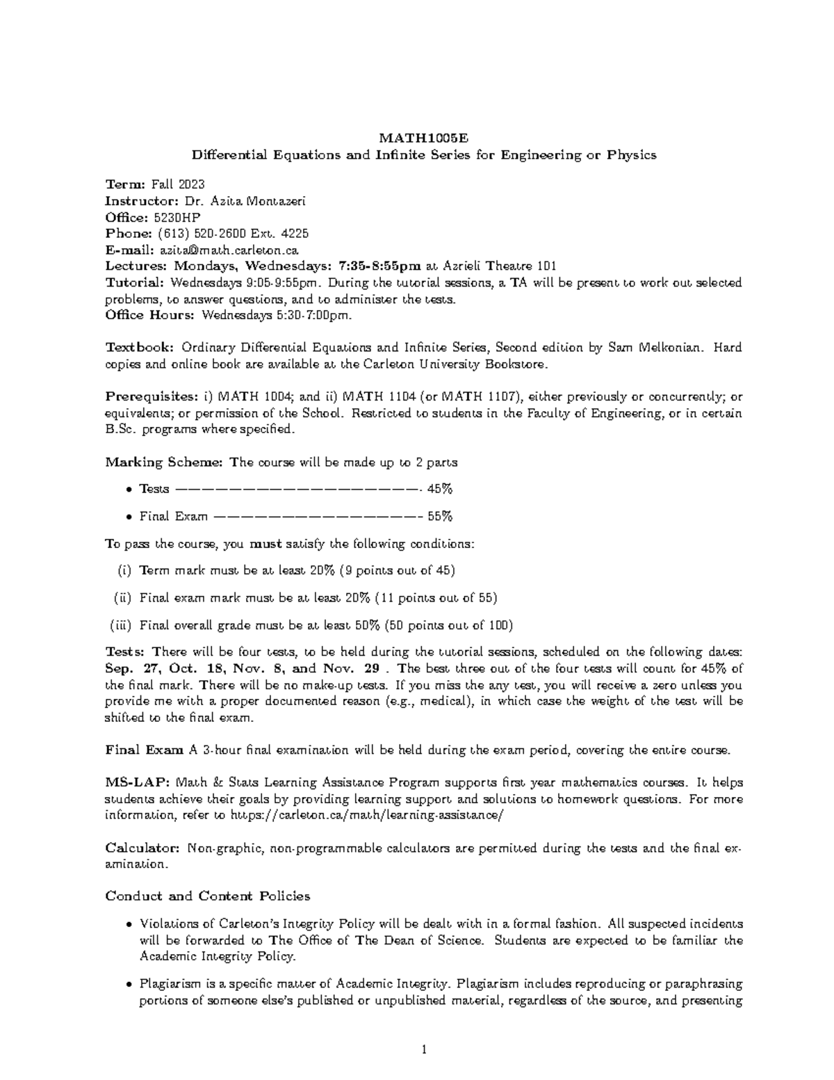 Outline-1005E-F232 - Summary Differential Equations and Infinite Series ...