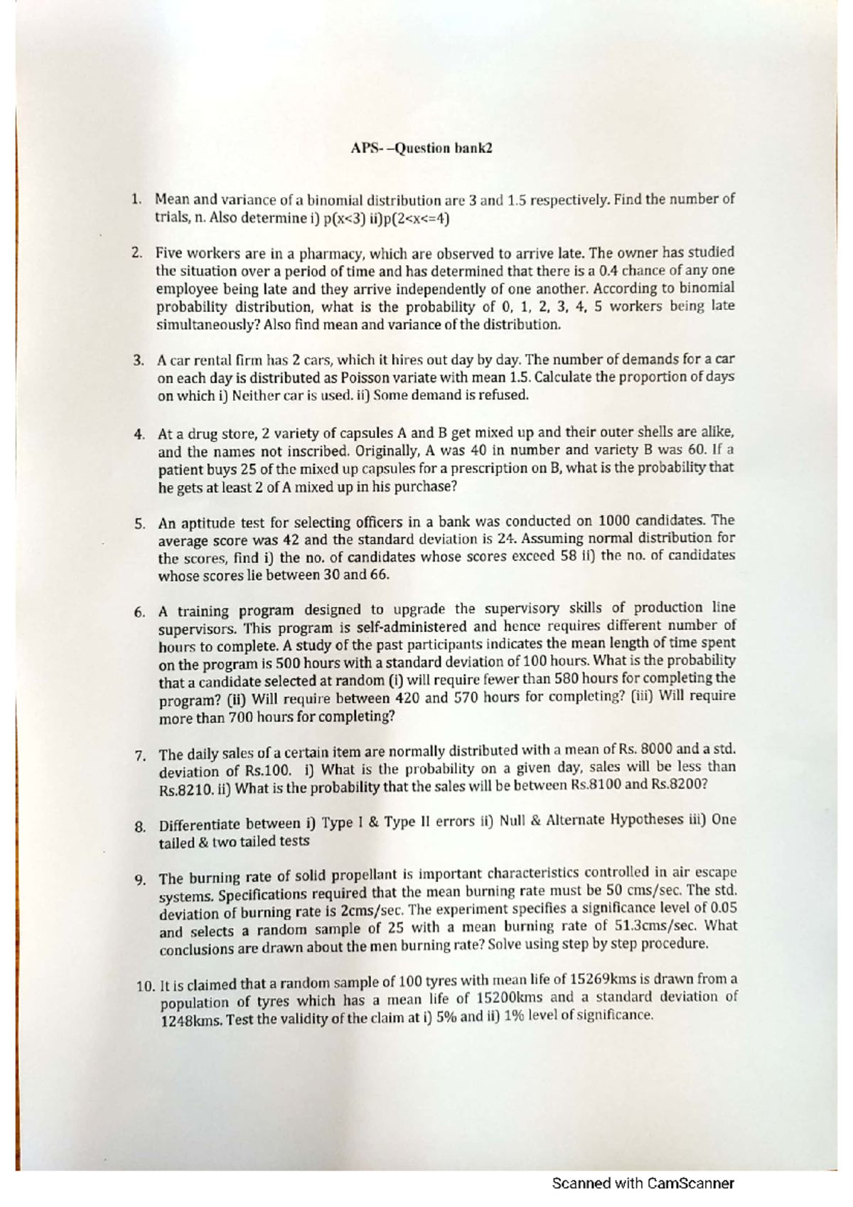 Aps questions bank - dont use it - Electronic and communication - Studocu