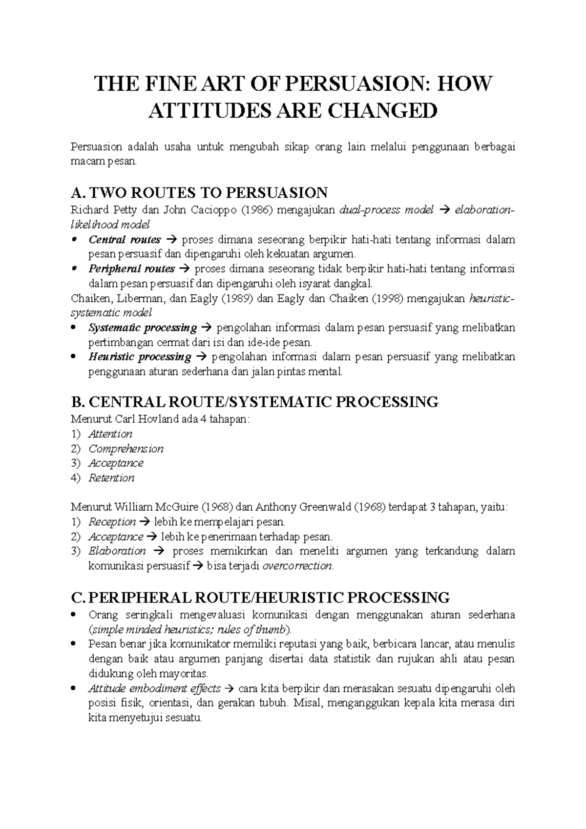 The Fine Art to Persuasion, How attitudes are changed - THE FINE ART OF ...