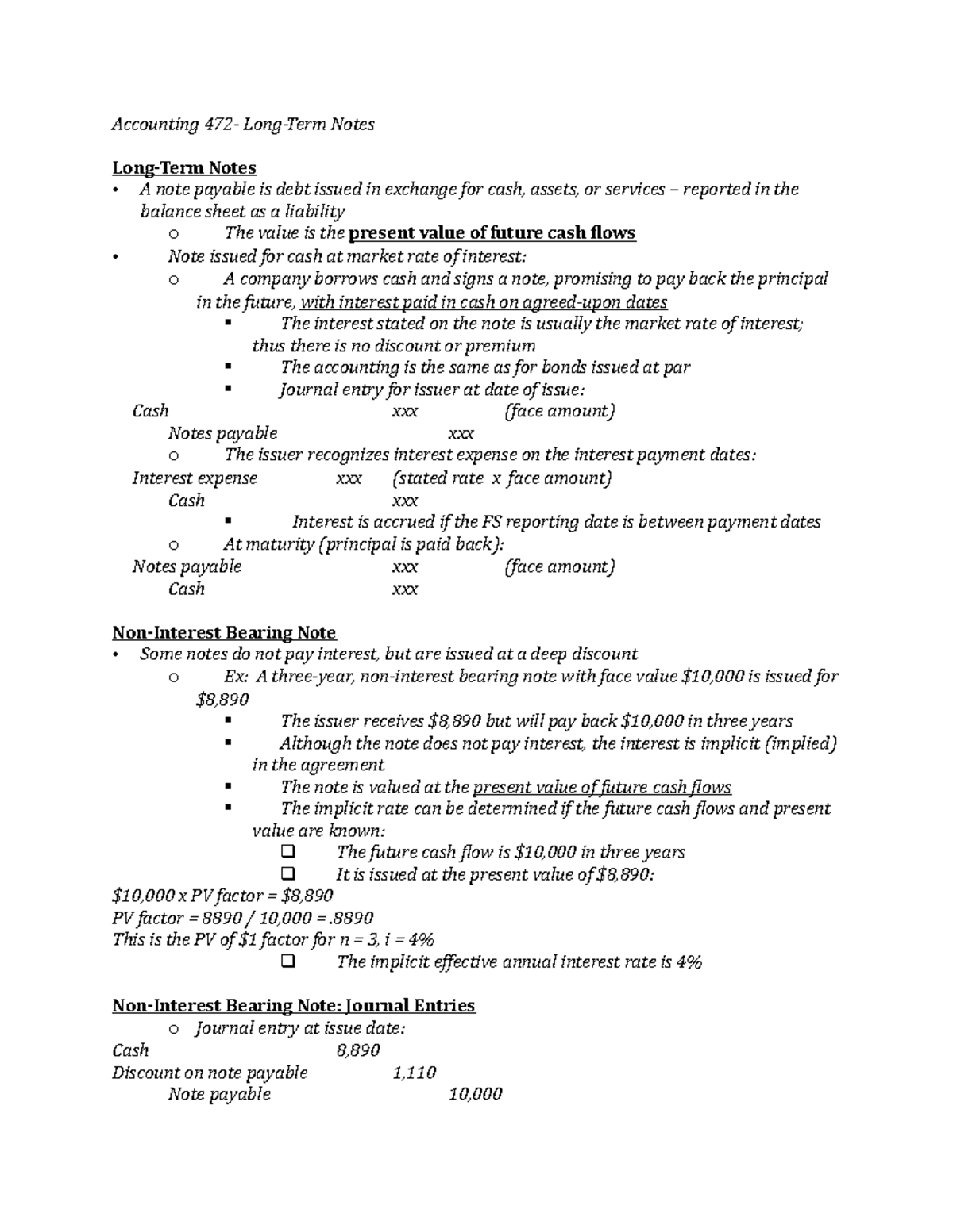 ACCTG 472 Ch 14 LT Notes - Accounting 472- Long-Term Notes Long-Term ...