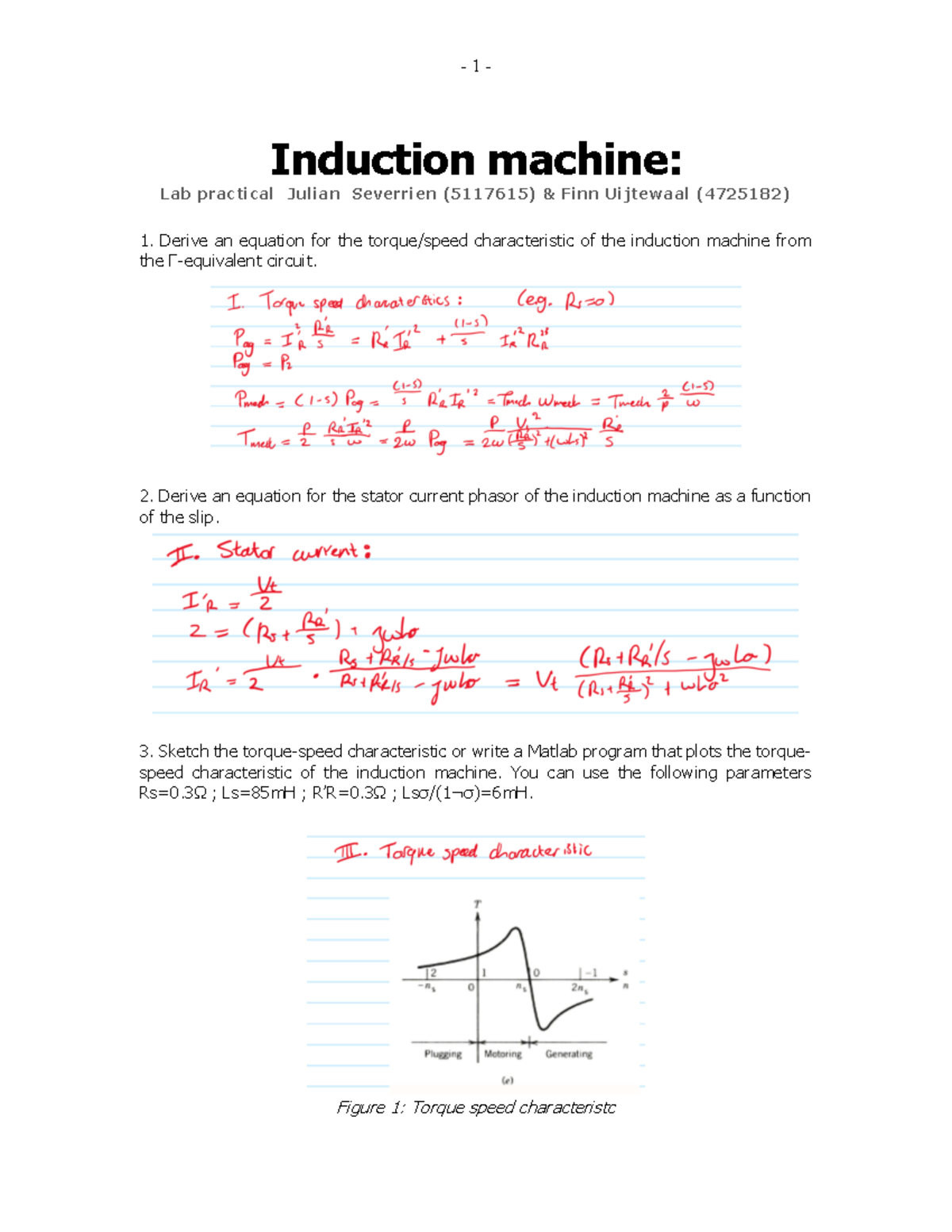Induction machine practicum Julian and Finn - Induction machine: Lab ...