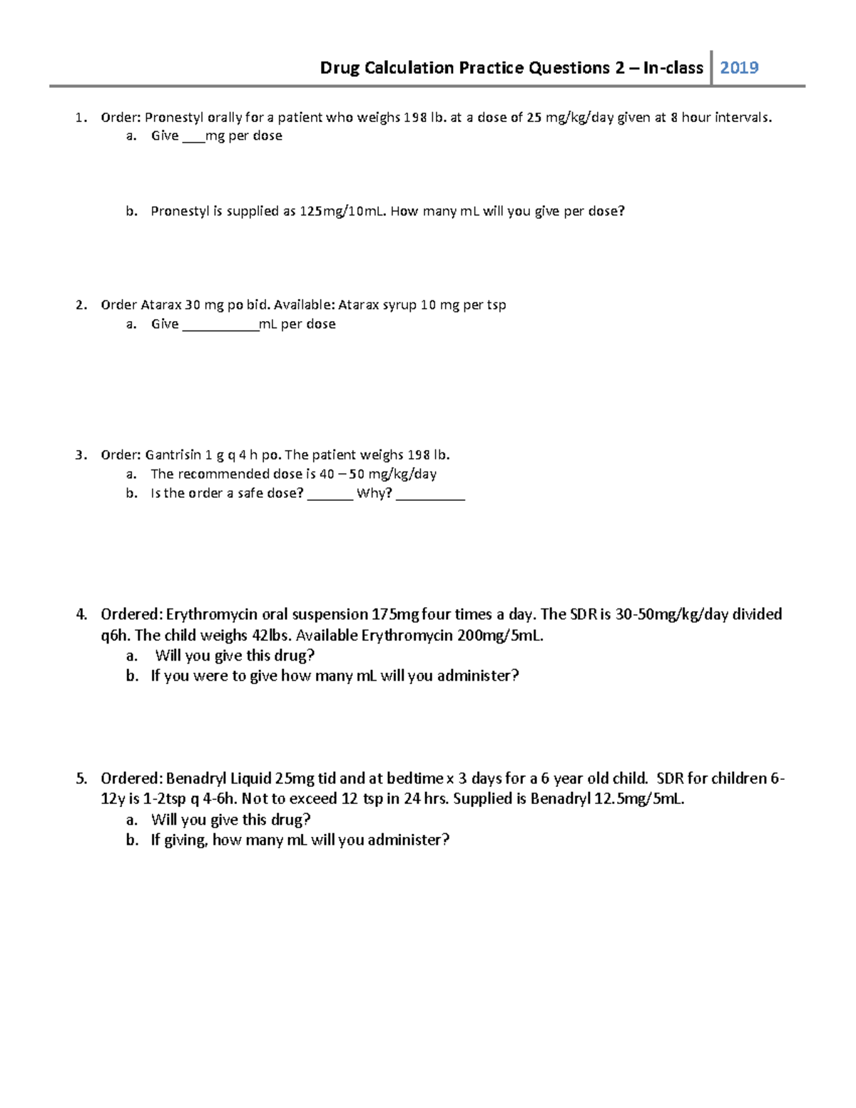 2 Drug Calculation Practice Questions 2 In class 2021 Drug 2-drug-calculation-practice-questions-2-in-class-2021-drug