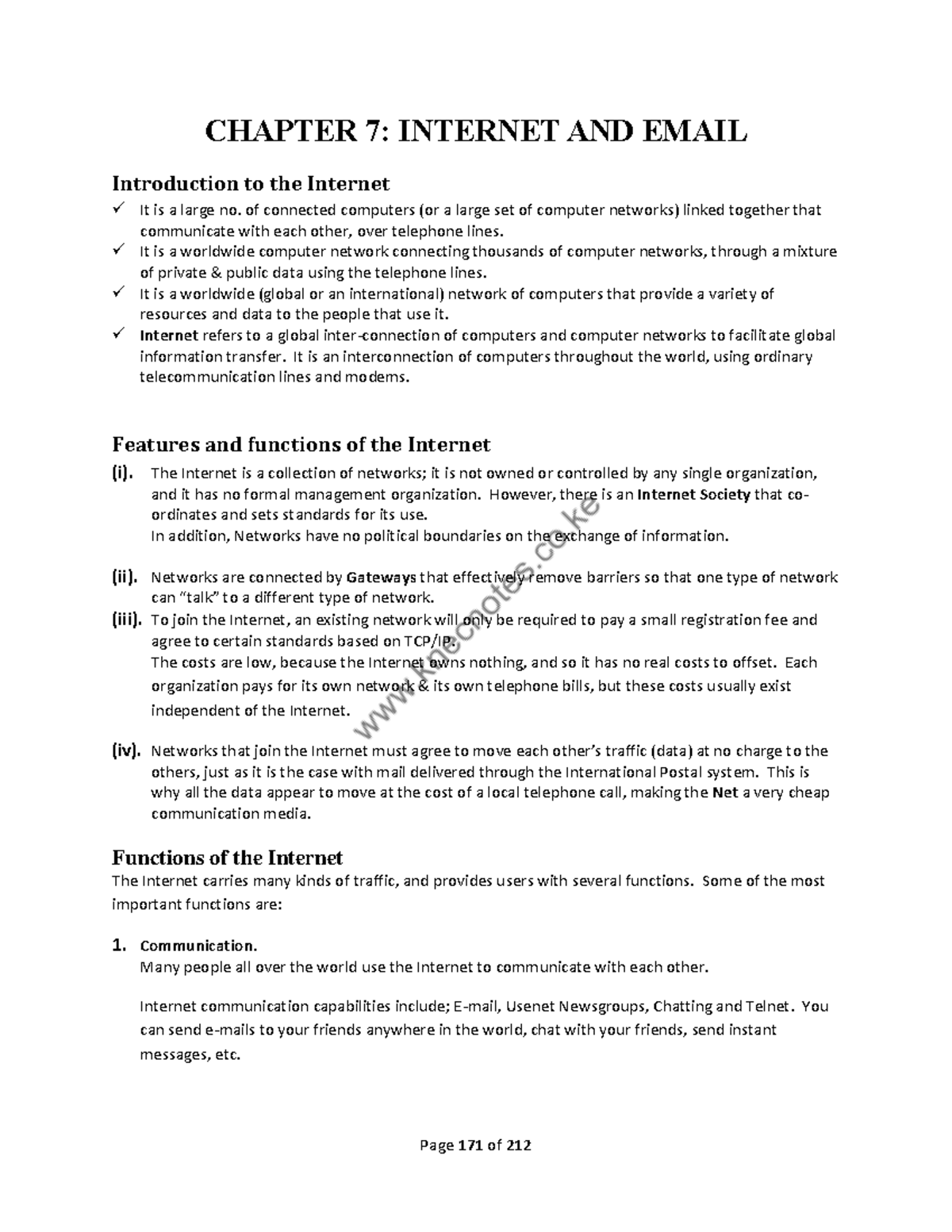 Internet-AND- Email - Lecture notes - CHAPTER 7: INTERNET AND EMAIL ...
