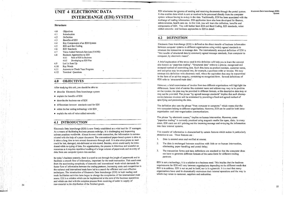 Block-1 IBO-4 Unit-4 - EDI,electronic data interchange system,key ...