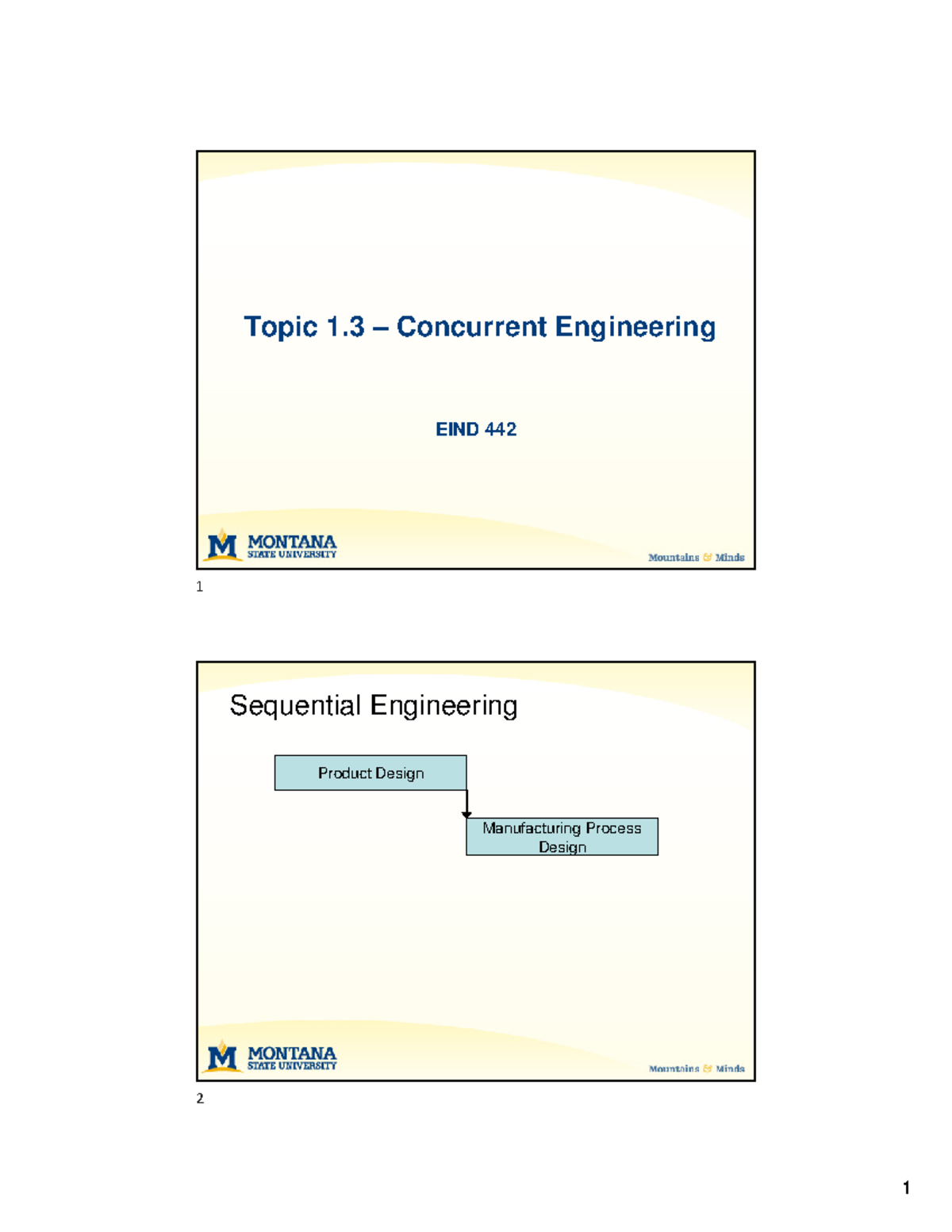 1.3 Lecture Slides - Concurrent Engineering - Topic 1 – Concurrent ...