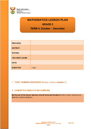 GR5 Maths TEST TERM 4 2021 - MATHEMATICS 2021 GRADE 5 TEST TERM 4 MARKS ...