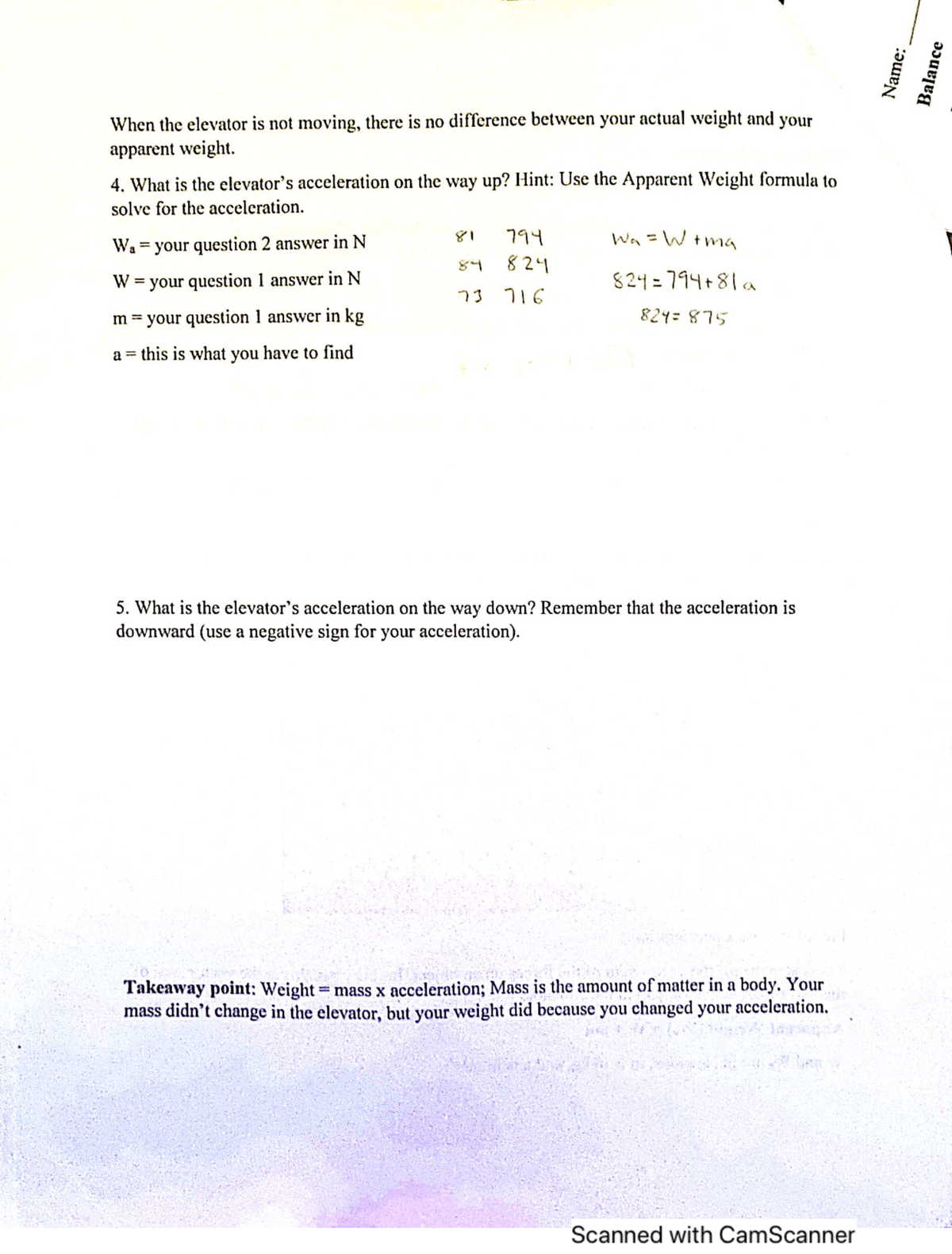 Weight in Elevator - practice work - PHED 4044 - Studocu