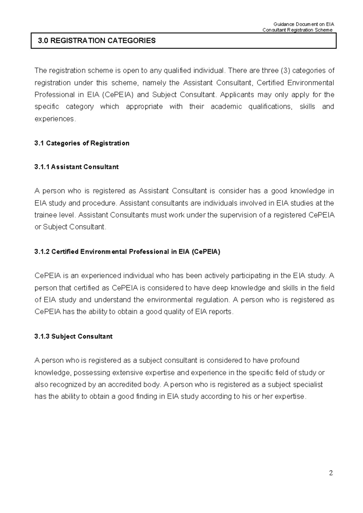 Selection and registration of EIA consultant - Guidance Document on EIA ...