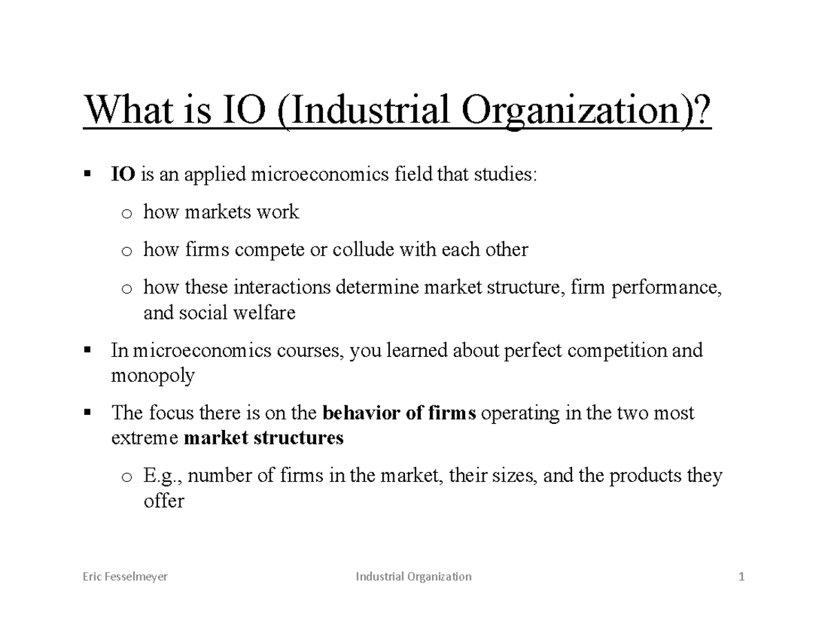 1 Markets and Market Concentration - What is IO (Industrial ...