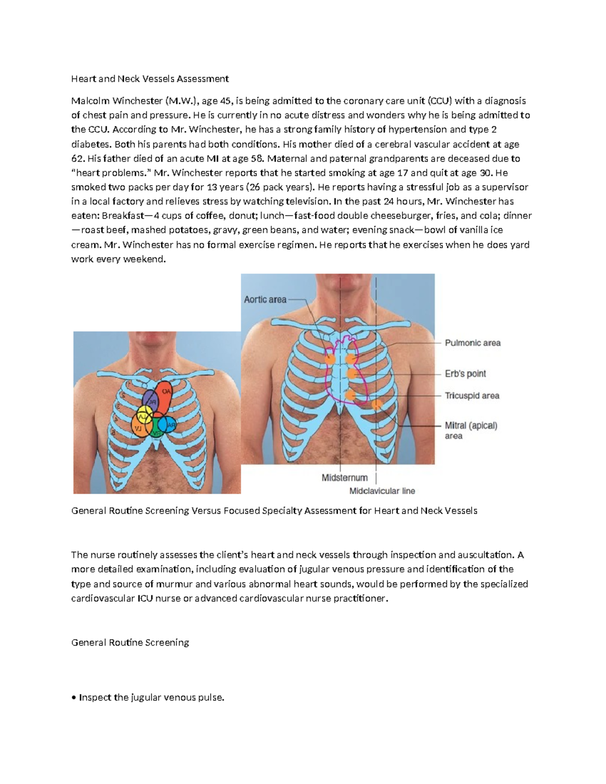 Scenario for heart and neck clinical - Heart and Neck Vessels ...