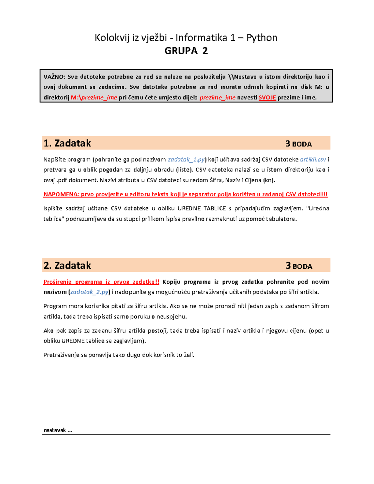 Kolokvij iz vježbi - Informatika 1 – Python GRUPA 2 - Sve datoteke ...