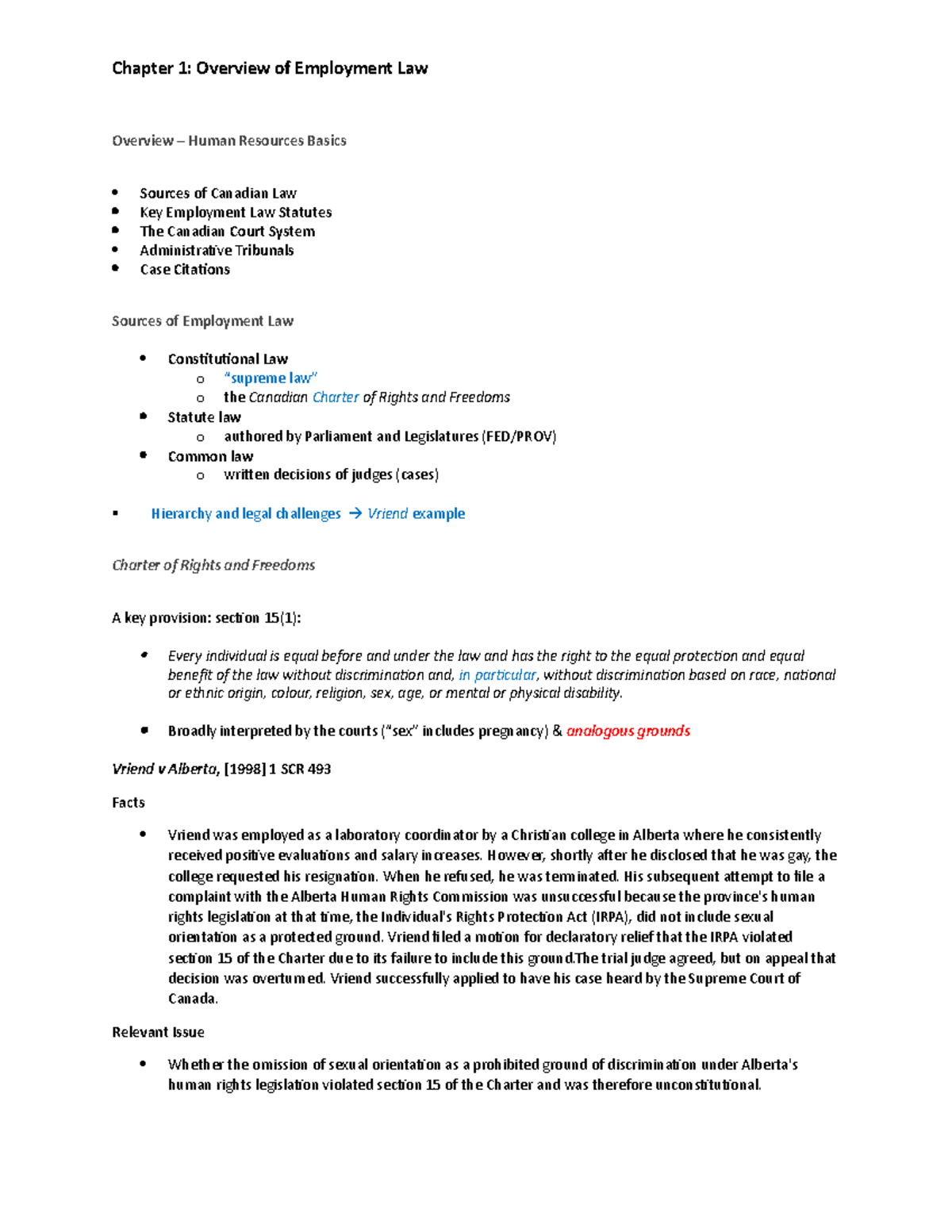 Ch 1 Overview of Employment law - Chapter 1: Overview of Employment Law ...