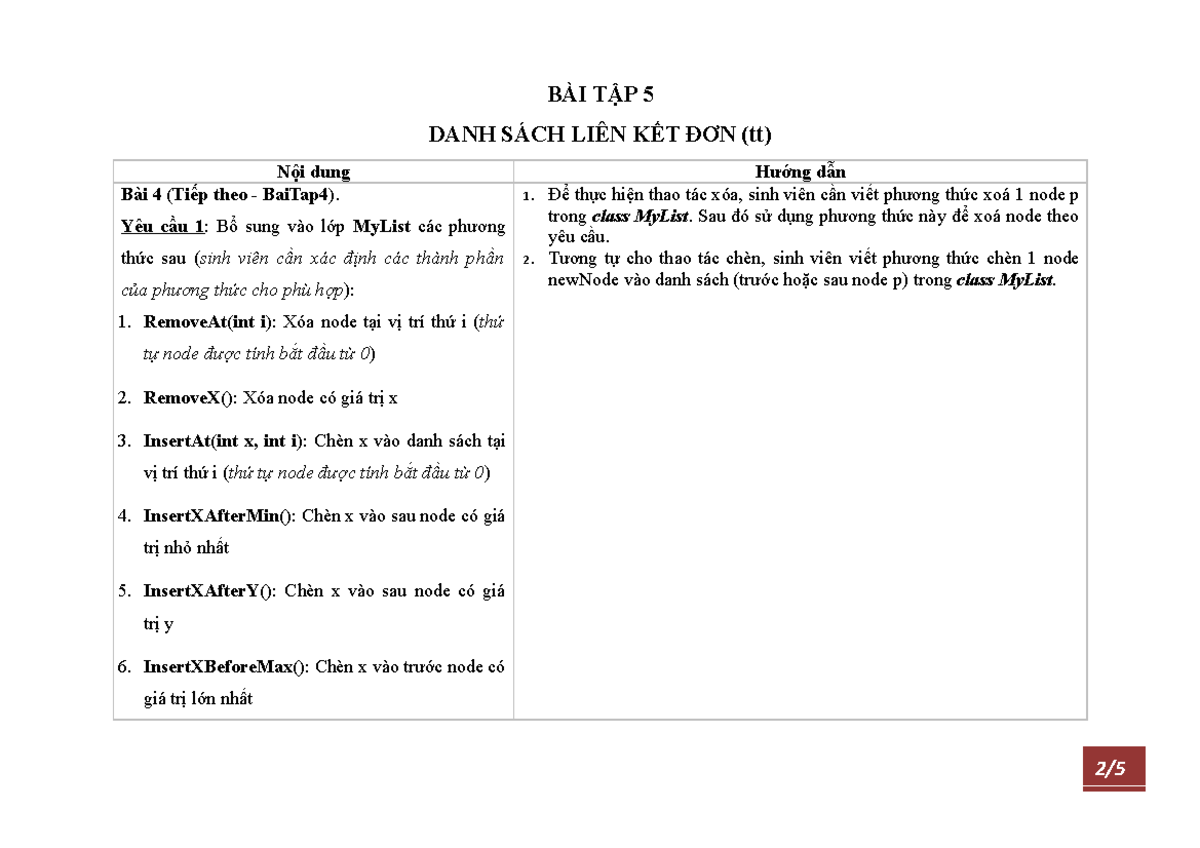 Bài 5 - Danh sách liên kết đơn - P2 - 2/ BÀI TẬP 5 DANH SÁCH LIÊN KẾT ...