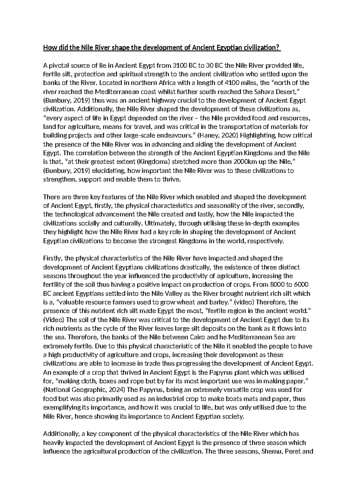 Arch Essay - How did the Nile River shape the development of Ancient ...