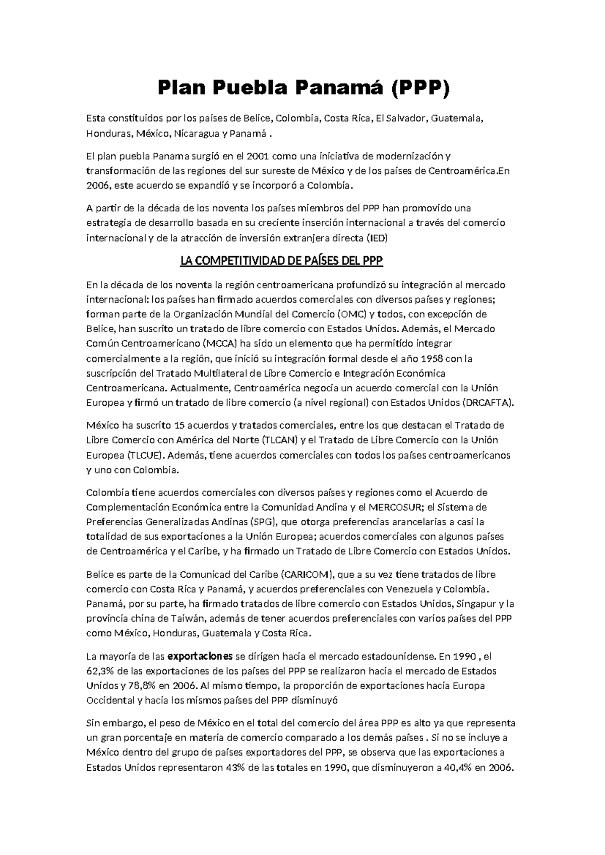 Plan Puebla Panamá - ...... - Plan Puebla Panamá (PPP) Esta ...
