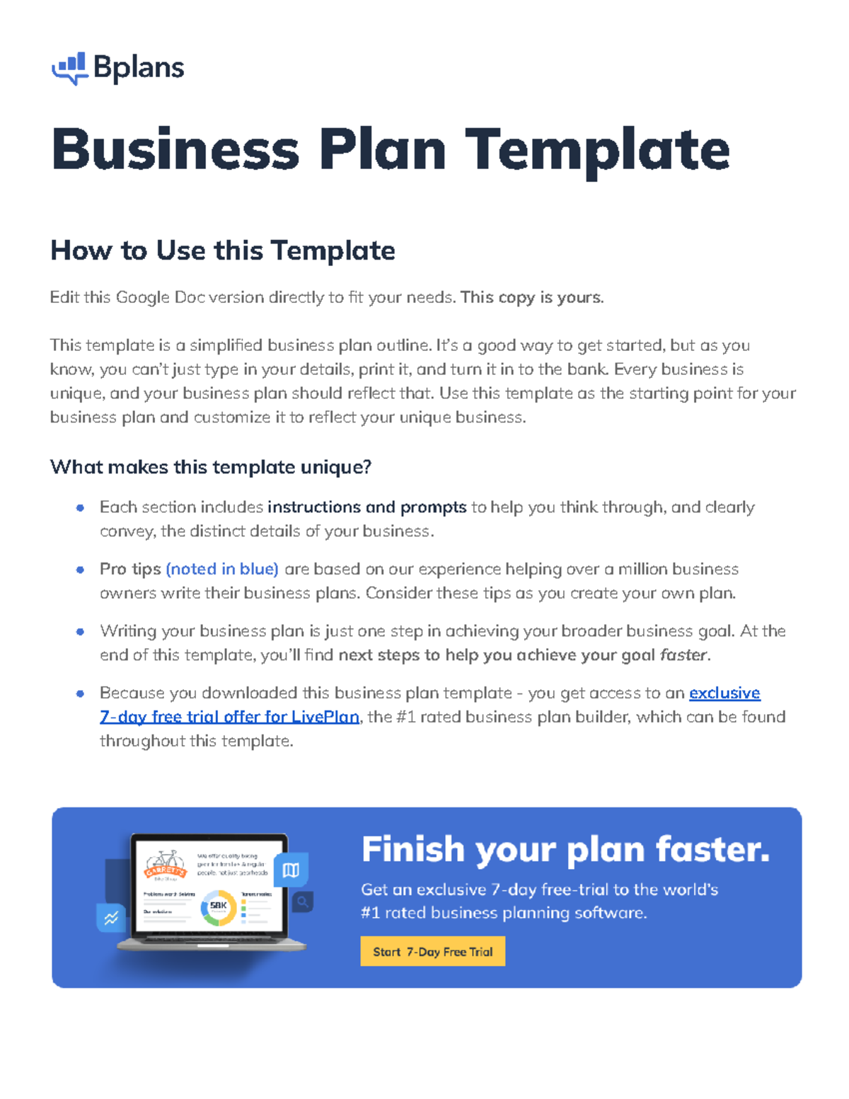 Business Plan Template - This copy is yours. This template is a ...