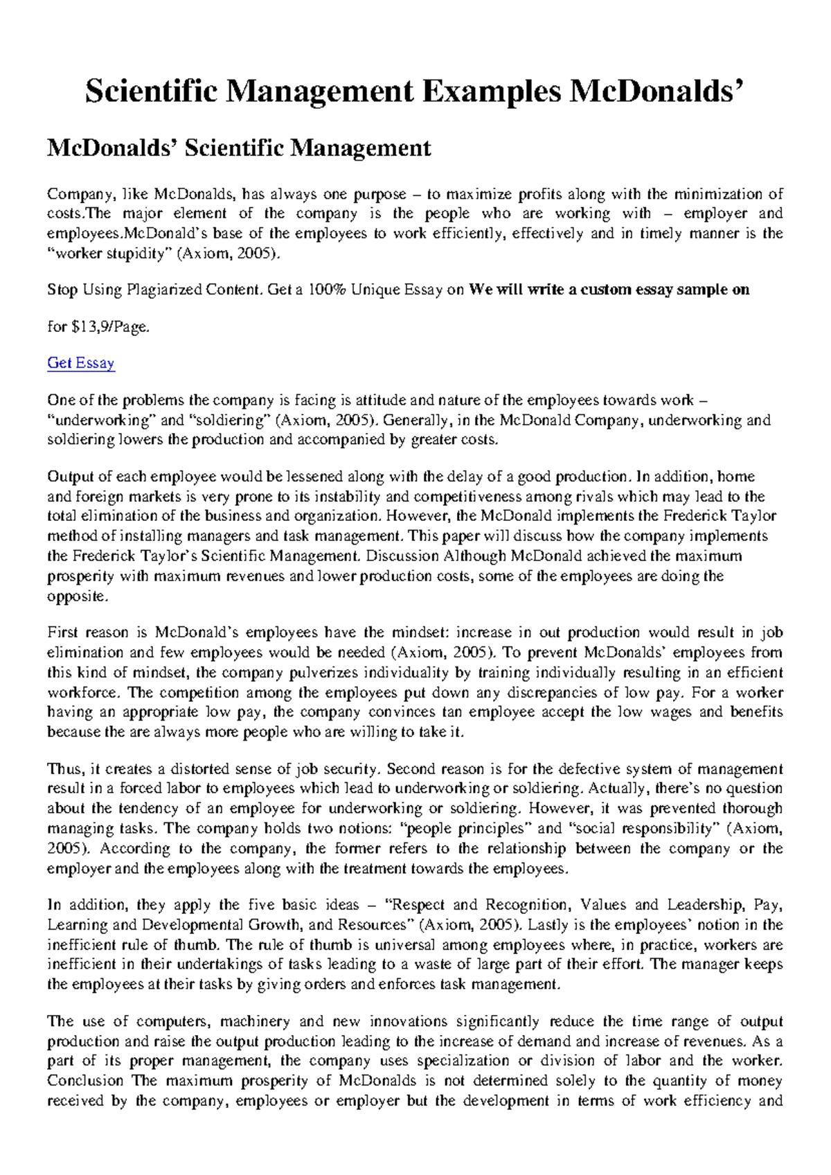 Scientific Management Examples Mc Donalds’ - Scientific Management ...